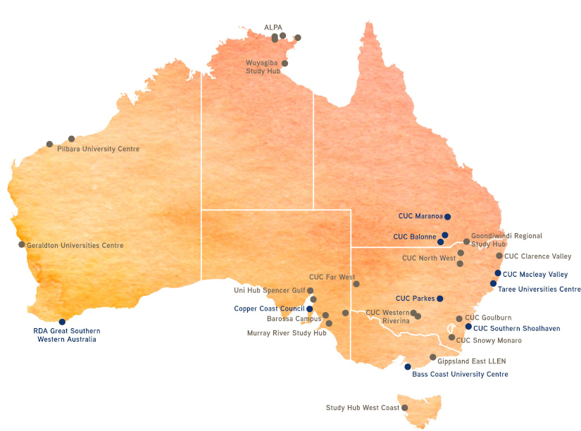 CUC centres map - Country Education Foundation of Australia (CEF)